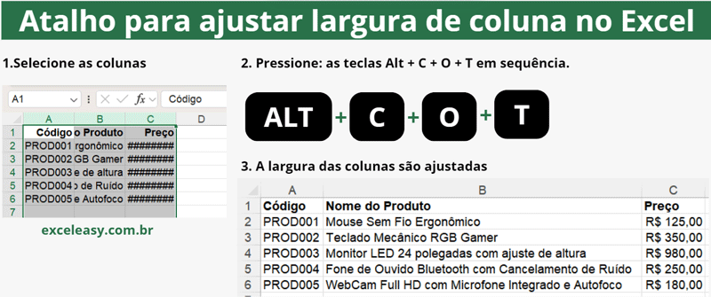 Como Ajustar Automaticamente a Largura das Colunas no Excel - Excel Easy
