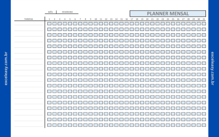 Planner Mensal para Imprimir: 10 Modelos Gratuitos - Excel Easy