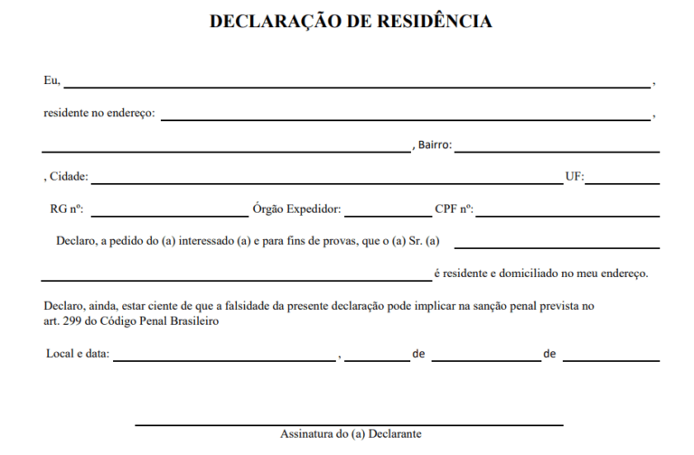 Modelo de Declaração de Residência: Baixe Grátis - Excel Easy